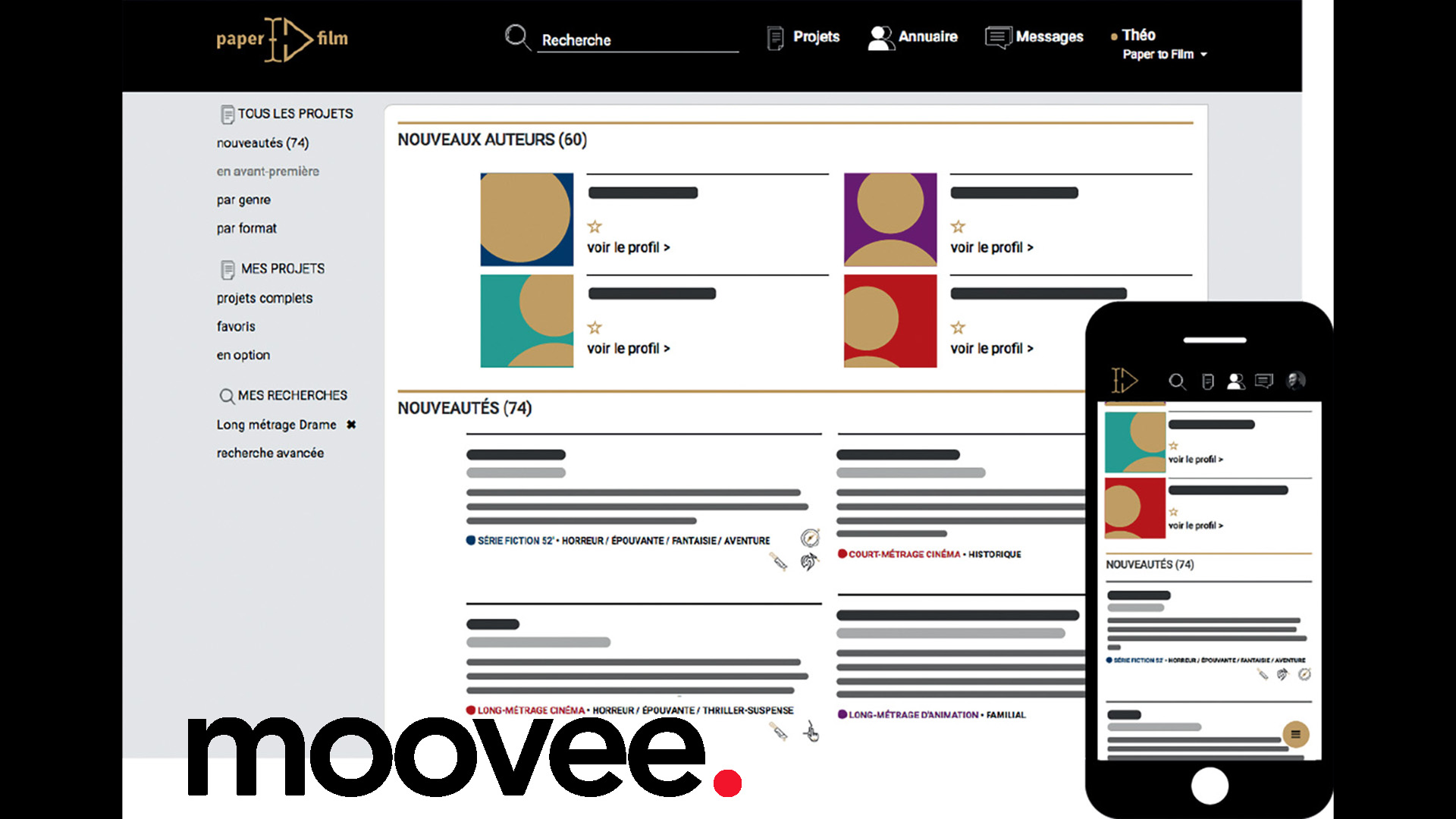 Paper to Film, The Plateforme de mise en relation - Moovee